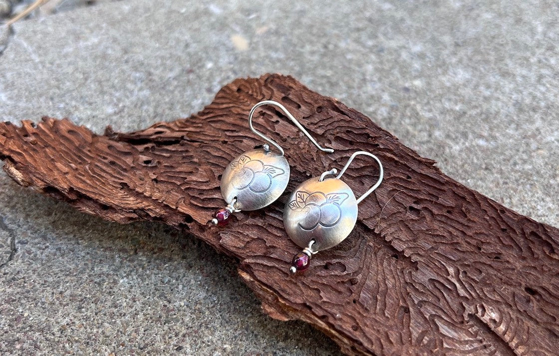 Garnet & Sterling Silver Huckleberry Earrings