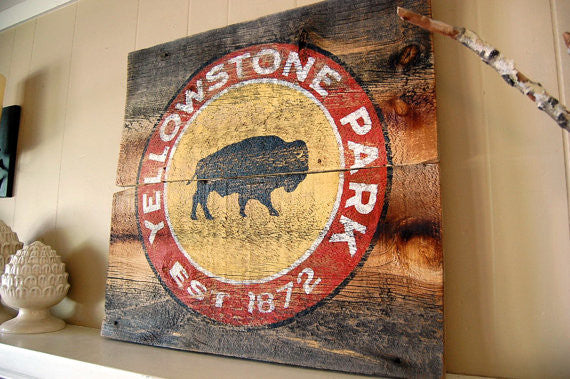 Bison Reclaimed Wood Sign 716 Buffalo V2 Rustic Sign